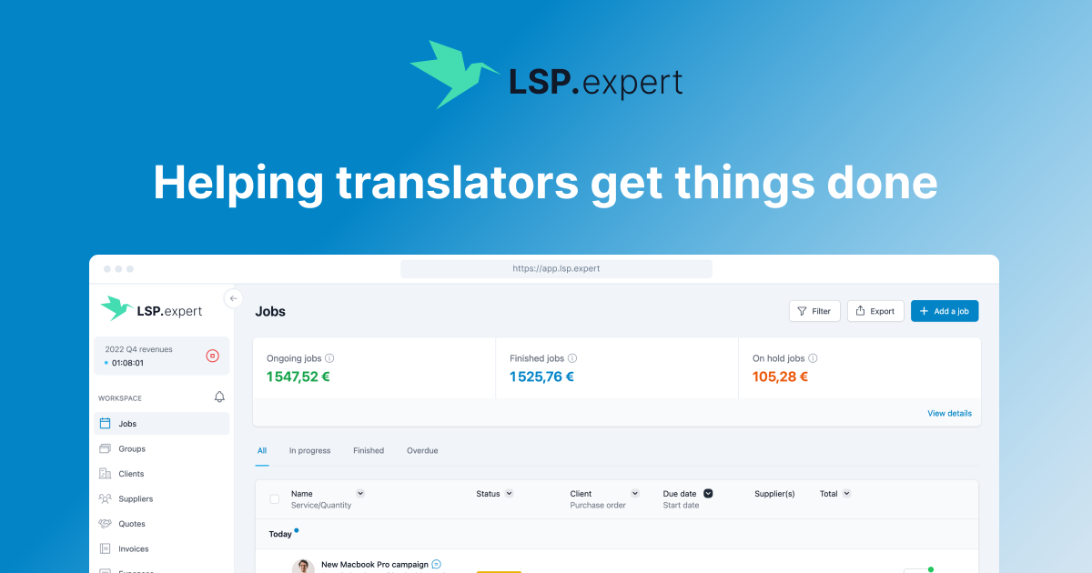 Management tool for translators, small translation agencies and ...